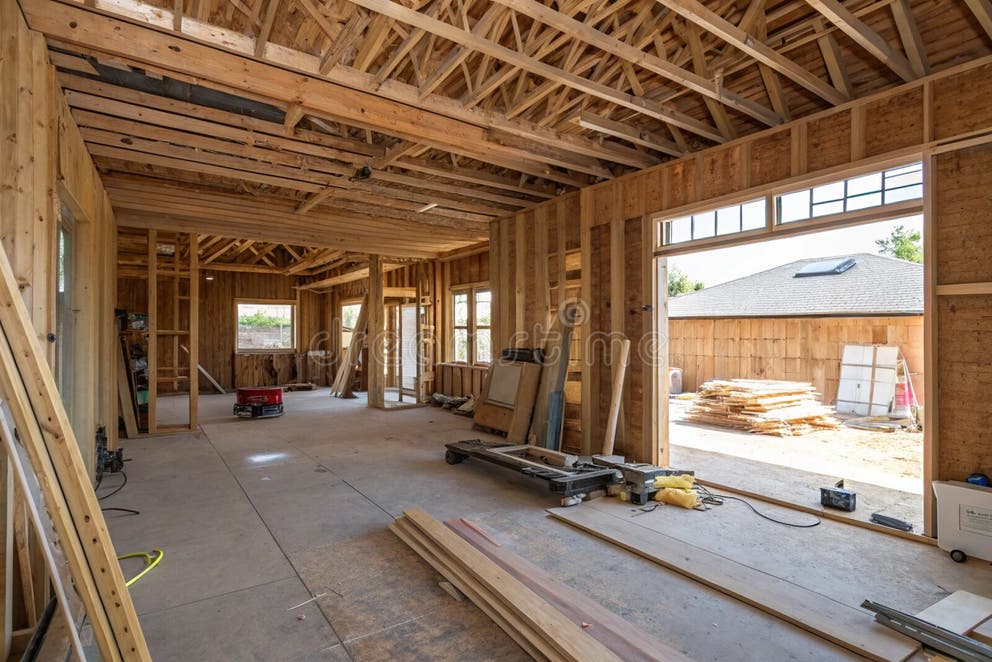 Interior View of a House Under Construction Stock Illustration ...