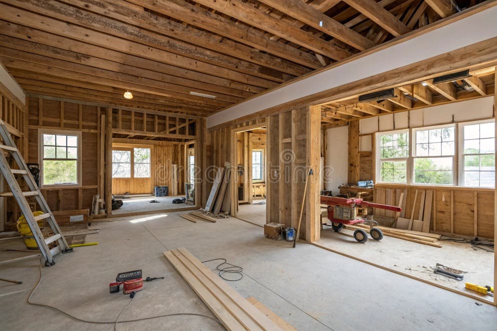 Interior View of a House Under Construction Stock Illustration - Illustration of ...