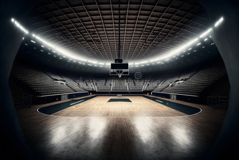 Interior View of an Illuminated Basketball Stadium for a Game. Neural ...