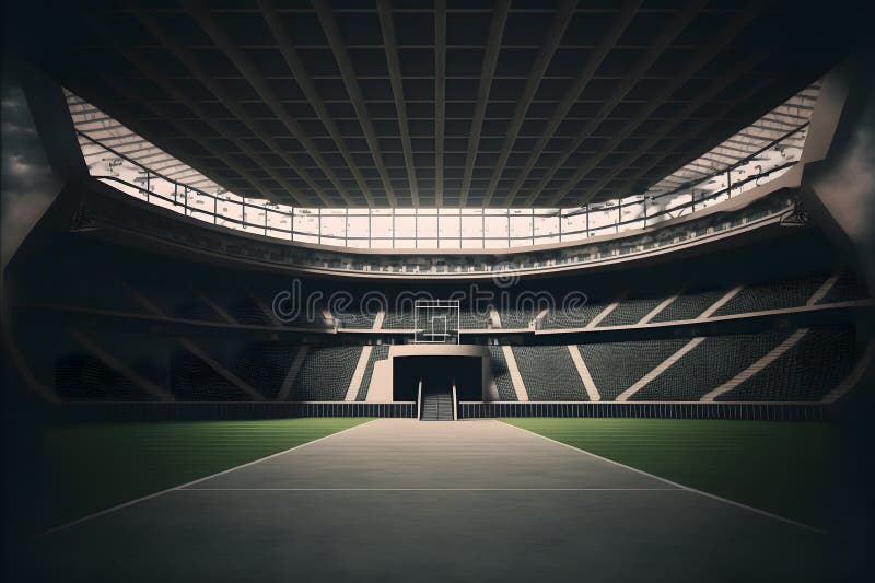 Interior View of an Illuminated Soccer Stadium for a Game. Neural ...