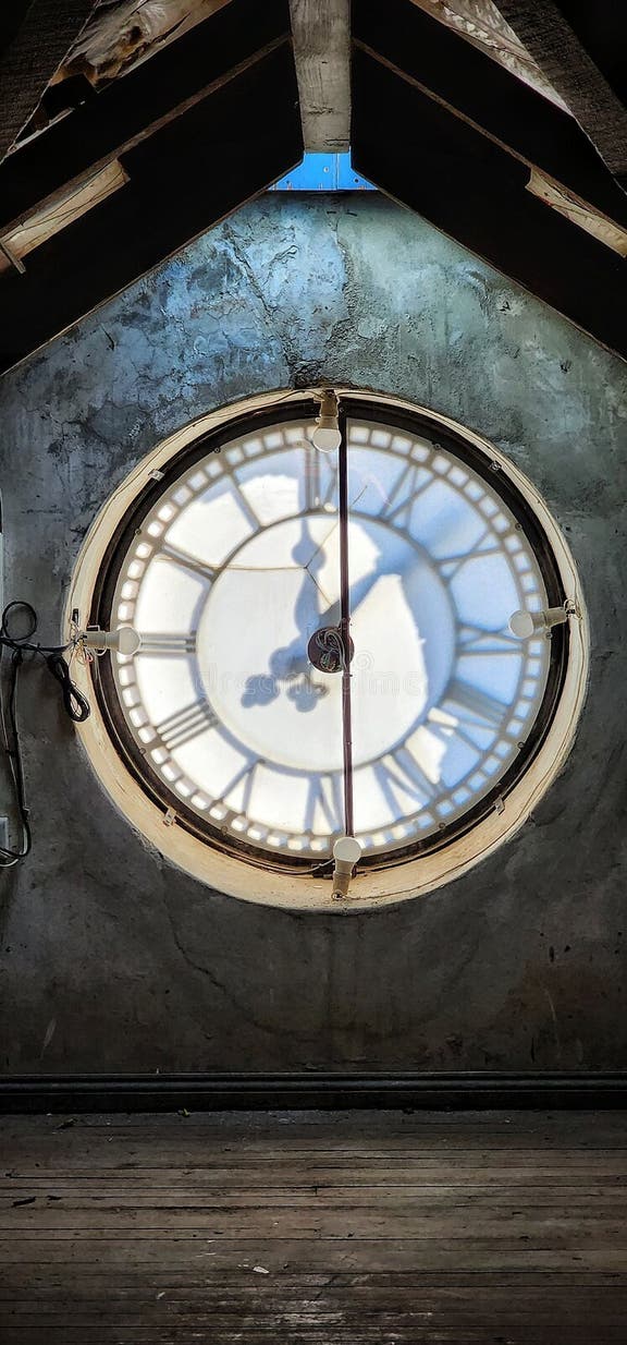 Interior View of a Large Clock Face with Shadows. Stock Photo - Image ...