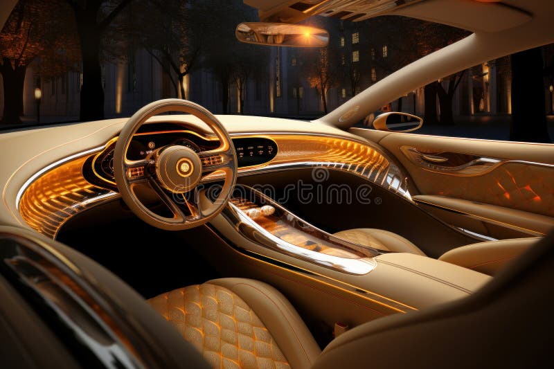 Interior View of a Large Luxury Car. Stock Illustration - Illustration ...