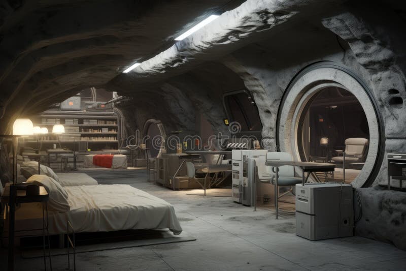 Interior View of a Lunar Base Living Quarters Stock Illustration ...