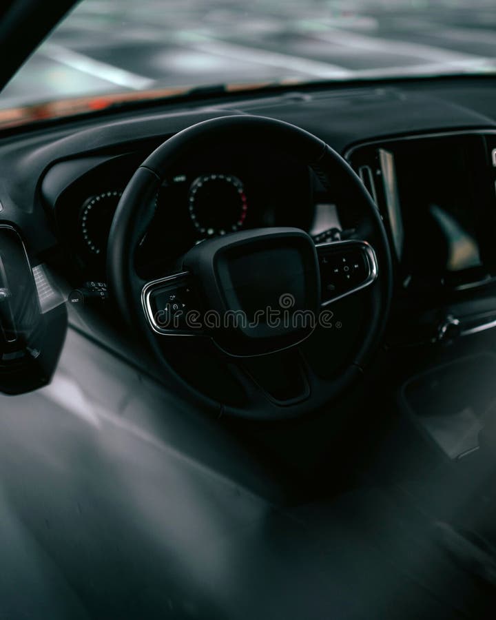 Interior View of a Luxurious and Expensive Car. Leather Inserts and ...