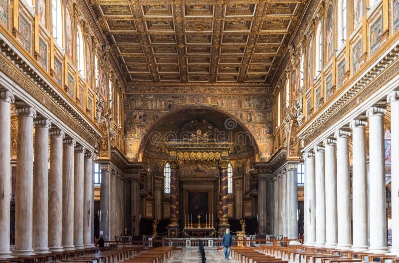 Interior View of Luxurious Nave of Cathedral in Rome Editorial Photo ...