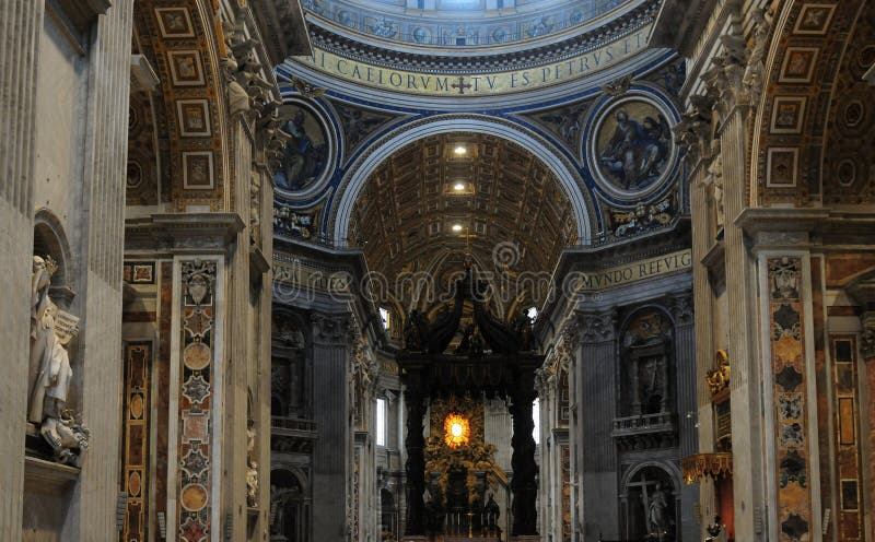 Interior View of the Majestic St. Peter S Cathedral in Rome Italy ...