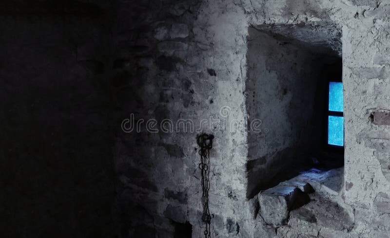Interior View of Medieval Old Prison with Chain and Window - Searching ...