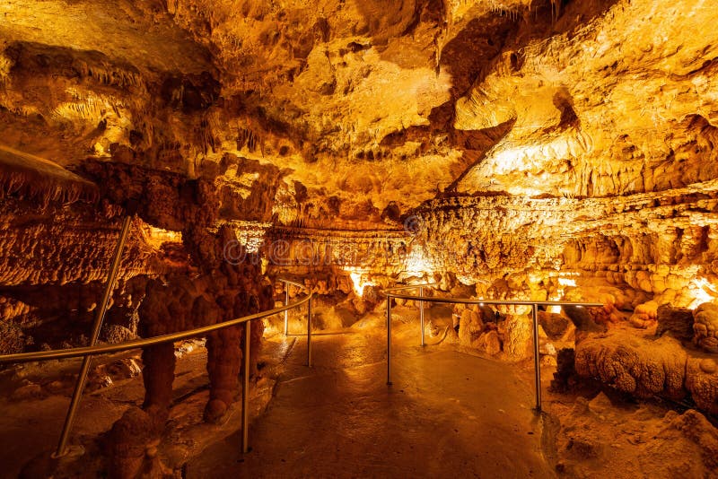 Interior View of the Meramec Caverns Stock Image - Image of people ...