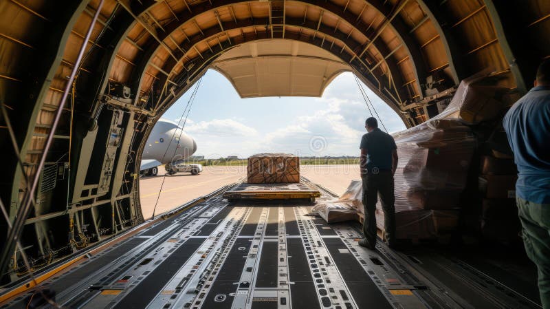 Interior View of Military Cargo Plane Stock Photo - Image of aircraft ...