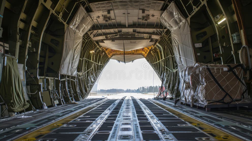 Interior View of Military Cargo Plane Stock Image - Image of military ...