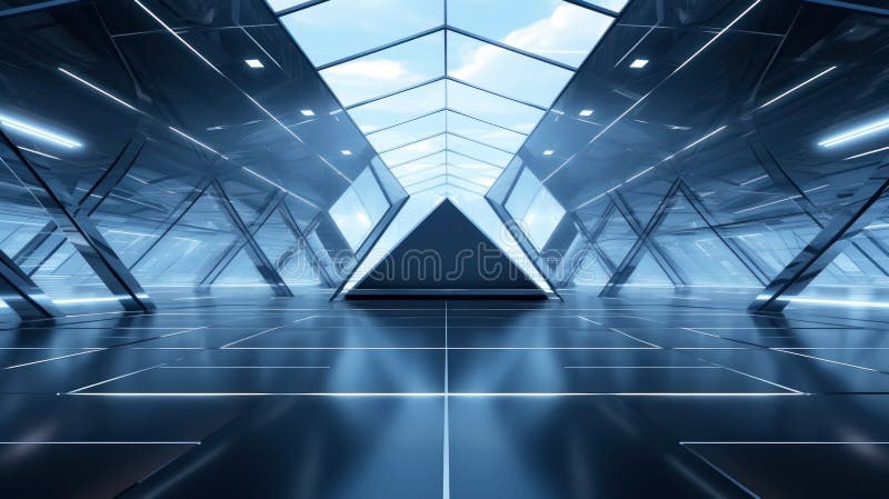 Modern Architecture Hall with Geometric Pattern of Polygons and ...