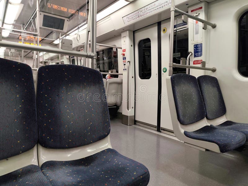 Interior View of a Modern Athens Metro Car. Stock Photo - Image of ...