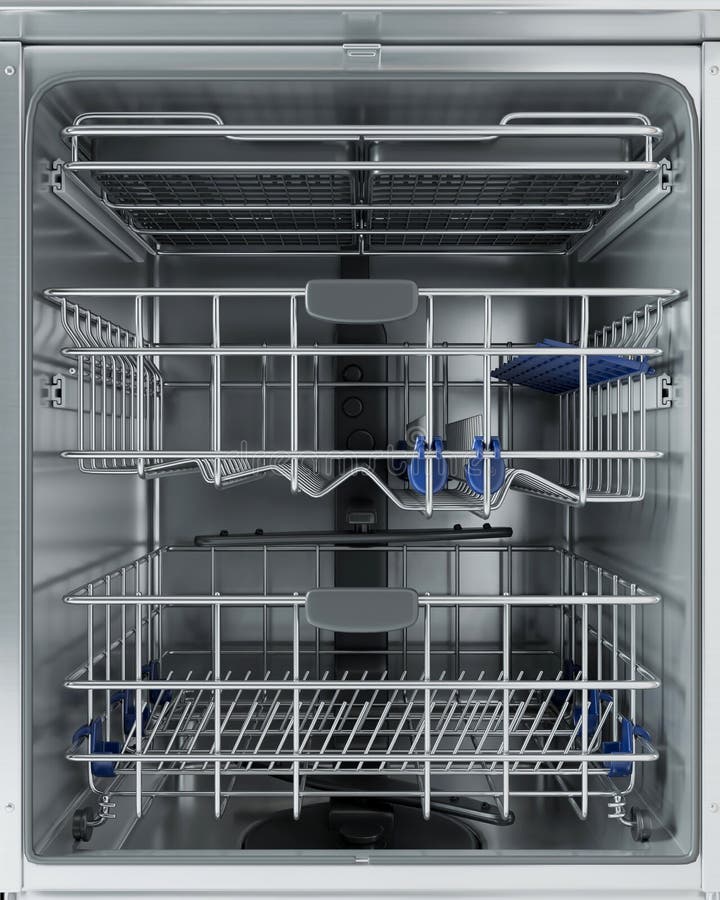 Interior View of a Modern Dishwasher Featuring Multiple Adjustable ...