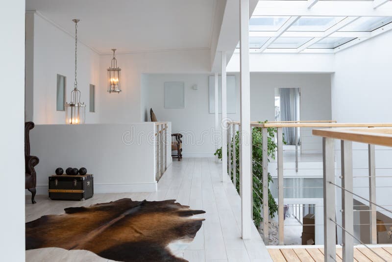 Interior View of Modern Home Stock Photo - Image of railing, abode ...