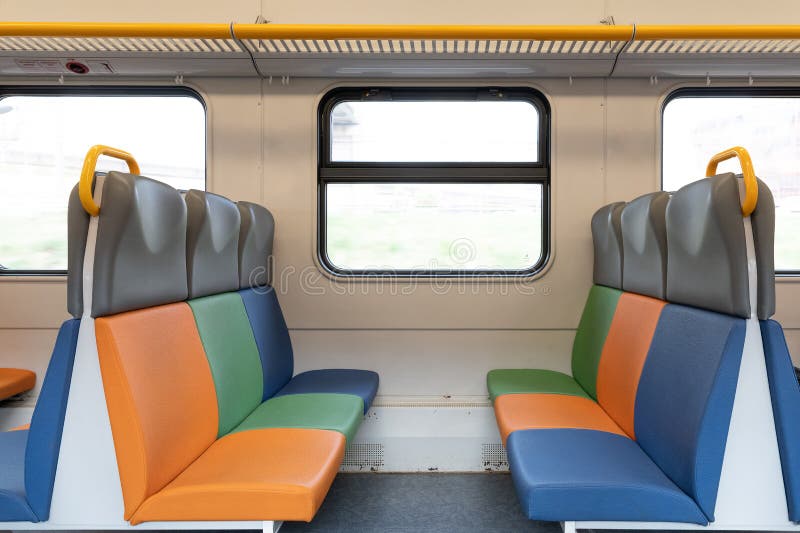 Interior View of a Modern Train Stock Image - Image of railway ...