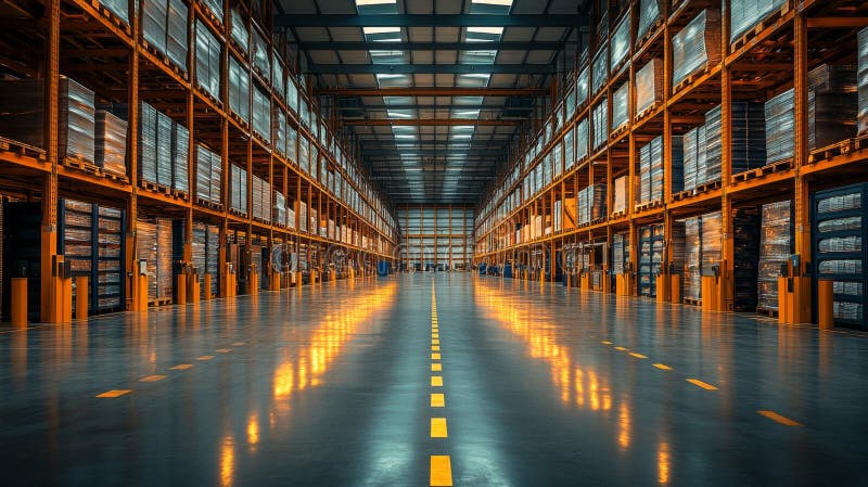 Interior View of a Modern Warehouse Facility Showcasing Organized ...