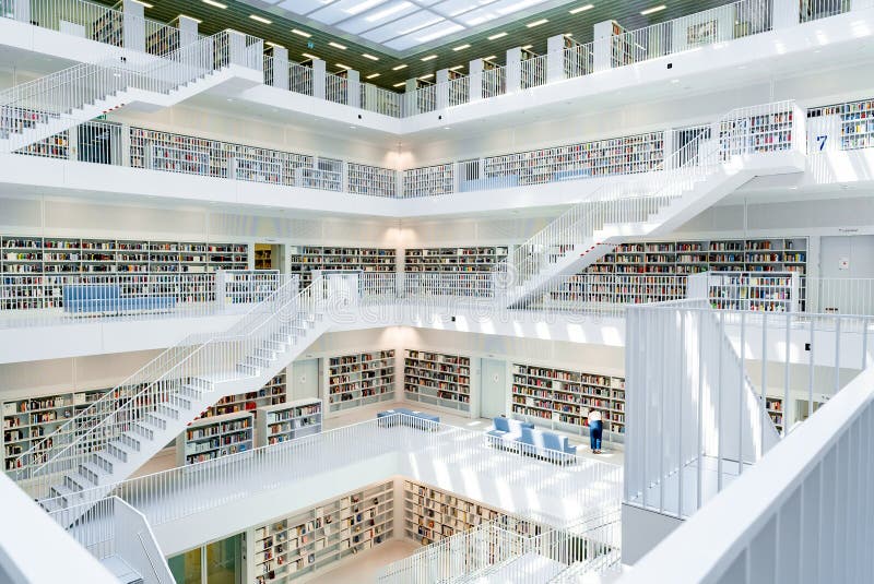 Interior View of the Municipal Library in Stuttgart Editorial Stock ...