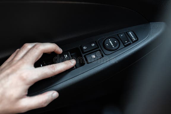 Interior View of a New Car. Window Control Buttons Stock Image - Image ...