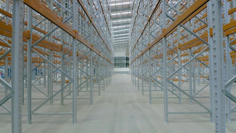 Warehouse Interior Racking System Flythrough Stock Video - Video of ...