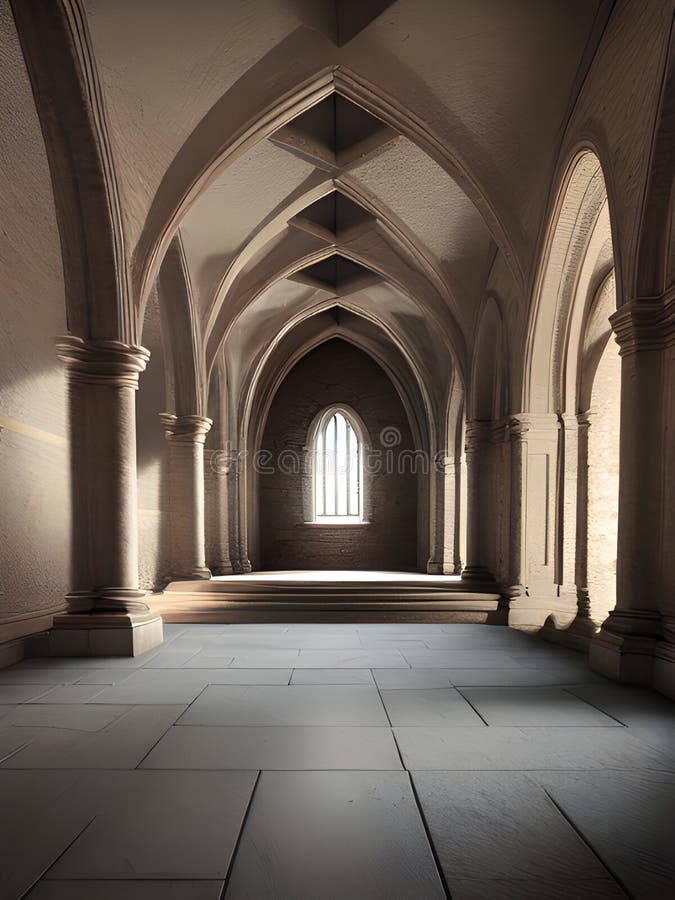 Interior View of an Old Church with Arches, Ai Generated Stock ...