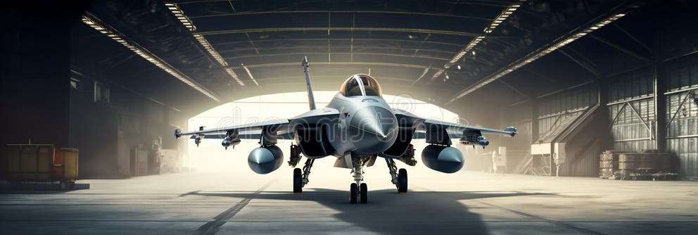 Interior View of a Parked Generic Military Jet Stock Illustration ...