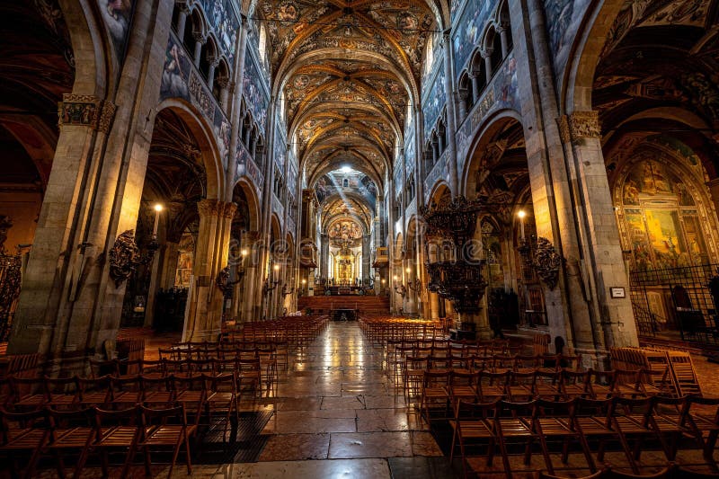 Interior View of the Parma Cathedral in Italy. Editorial Photography ...