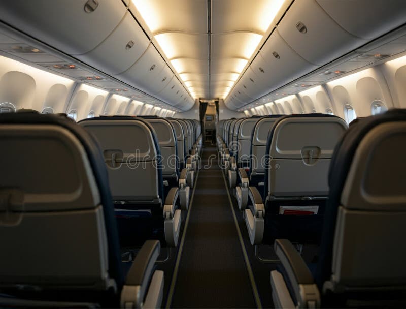 Interior View of a Passenger Aircraft Being Prepared for Flight ...