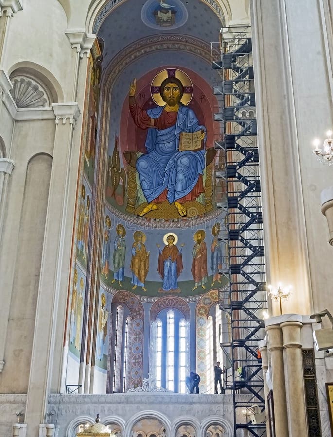 Interior View of the Premises Holy Trinity Cathedral in Tbilisi Inside ...