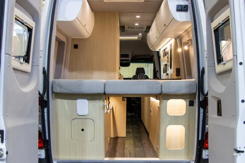 Interior View of the Rear Door of a Motorhome Caravan Stock Photo ...