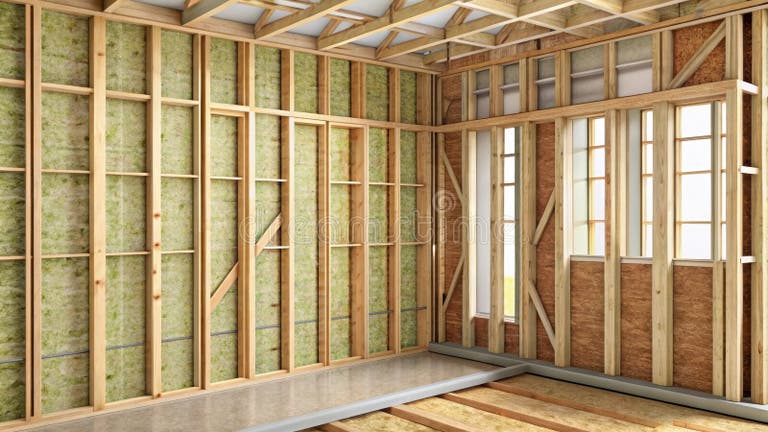 Interior View of a Residential Structure Under Construction Showing ...