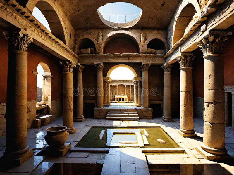 Interior View of the Roman Temple Stock Illustration - Illustration of ...