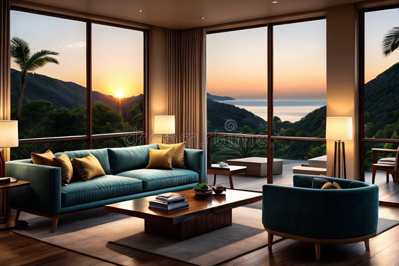 Interior View of the Room from the Inside with Floor-to-ceiling Windows ...