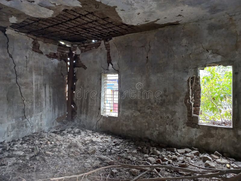 Interior View of Ruins of a Building in Poorly Maintained Condition ...