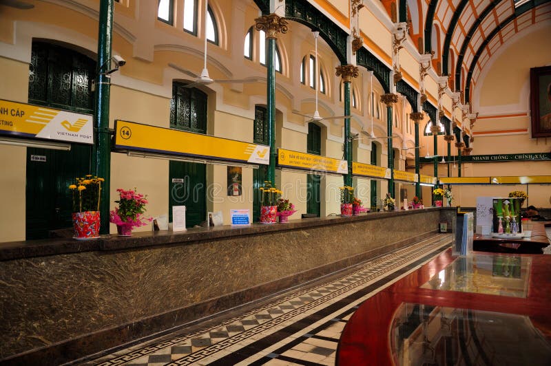 Interior View of Saigon Post Office Editorial Stock Image - Image of ...