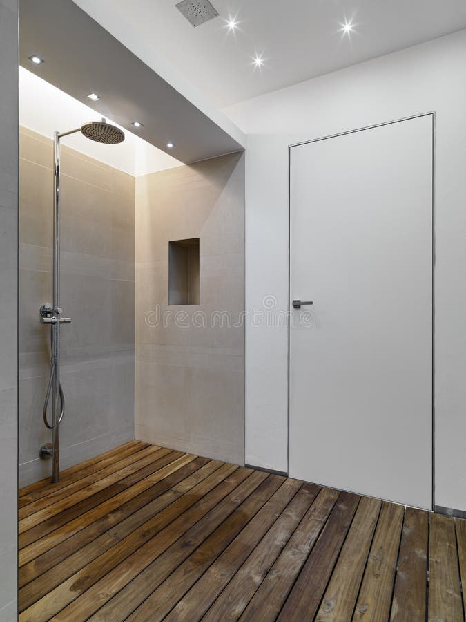Shower Cubicle with Glass Partition Stock Photo - Image of modern ...