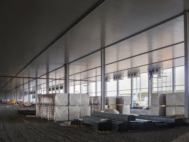 Interior View Shows the Construction of a Large Building, Revealing ...