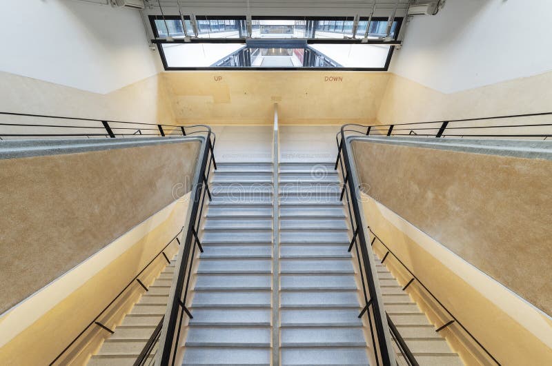 Stairway in old building stock photo. Image of rails - 229653942