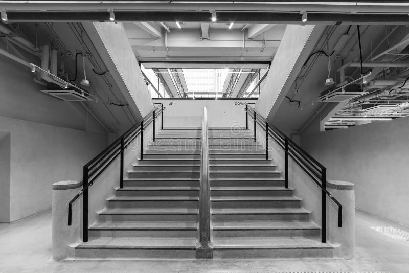 Interior View of Stairway in Old Building in Monochrome Stock Photo ...