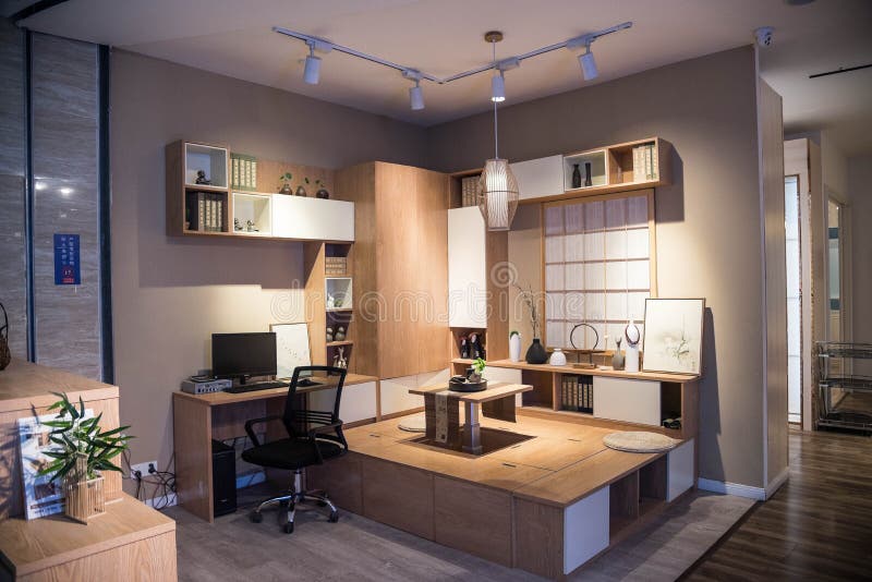 Study bookcase and desk stock image. Image of study, shelves - 20785151