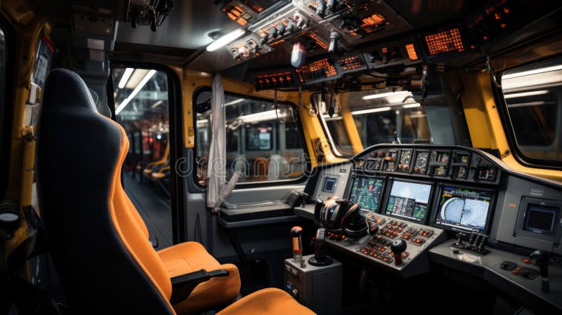 Interior View of a Subway Train Cabin with Control Panel Stock ...