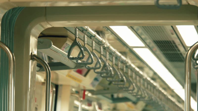 Interior of a Subway Train with Handrails Stock Video - Video of ...