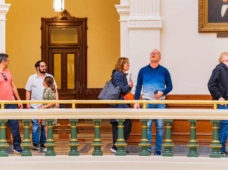 Interior View of the Texas Capitol with Visitors Exploring the Halls ...