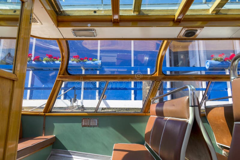 Interior and View of a Tourist Boat from the Inside Stock Image - Image ...