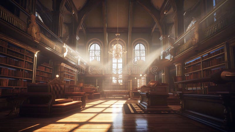 Traditional Library Interior Stock Illustration - Illustration of ...