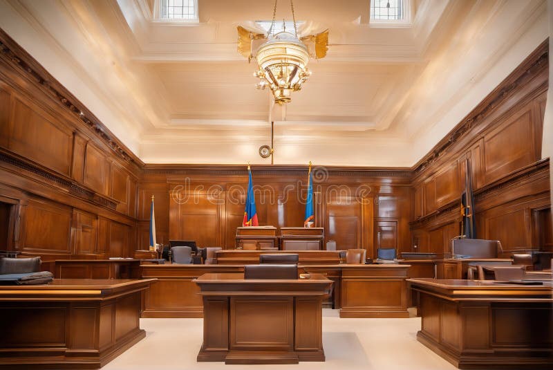 Interior View of Traditional Western Courtroom Stock Illustration ...