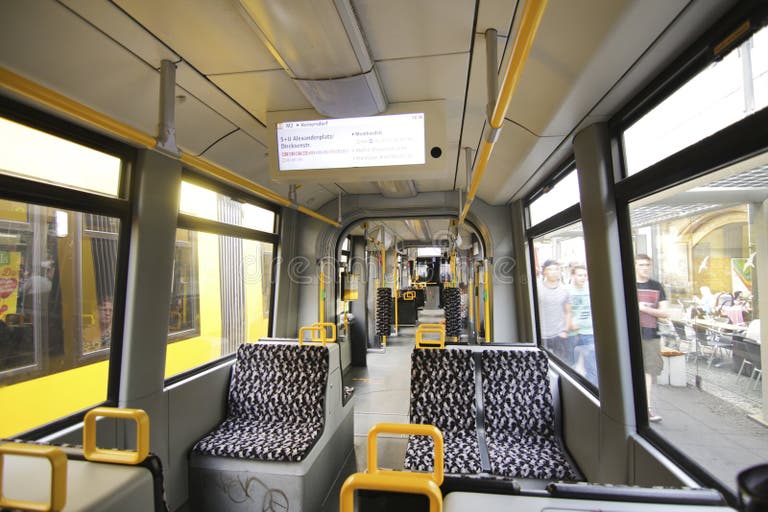 Interior view of a tram editorial image. Image of business - 46483520
