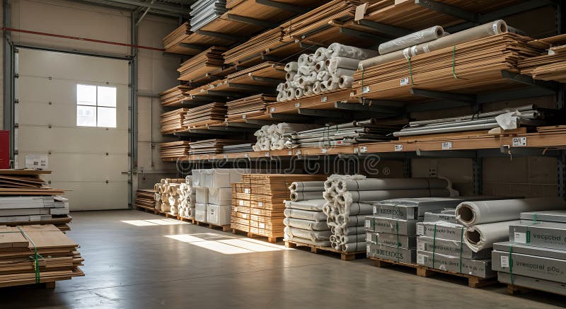 Interior View of a Warehouse with Construction Materials on Storage ...