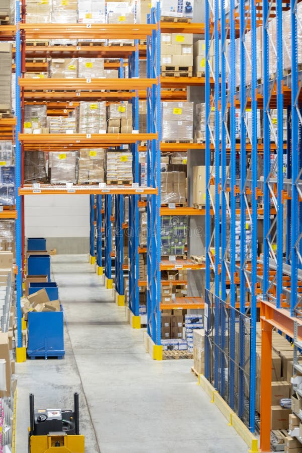 Interior View of a Warehouse Stock Image - Image of storehouse, racks ...