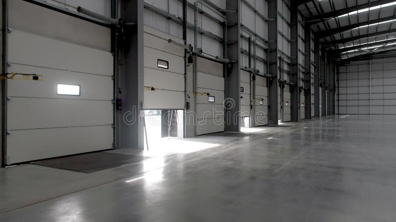 Warehouse Interior Shutter Doors Opening Stock Footage - Video of ...