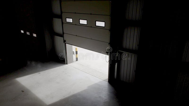 Warehouse Interior Shutter Doors Opening Stock Footage - Video of ...
